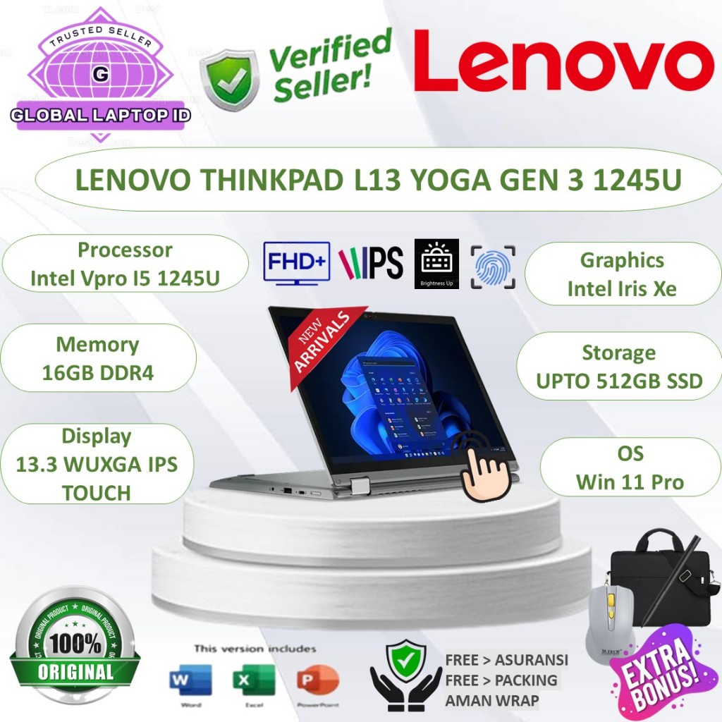 Jual Laptop Lenovo ThinkPad L13 Yoga Gen 3 Intel VPRO i5 1245U 16GB ...