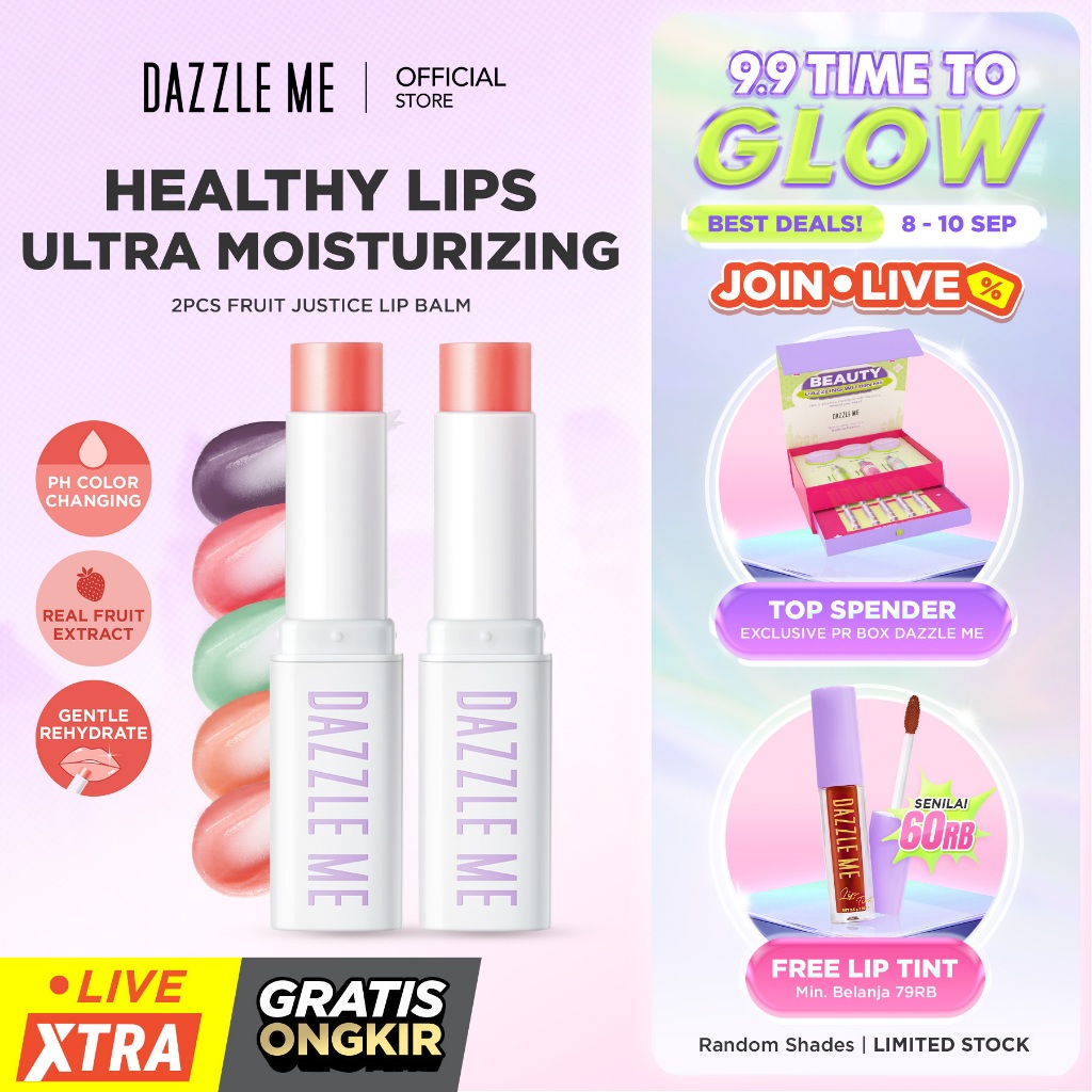 Jual [DAPAT 2 PCS] DAZZLE ME Fruit Justice Lip Balm Moisturizing ...
