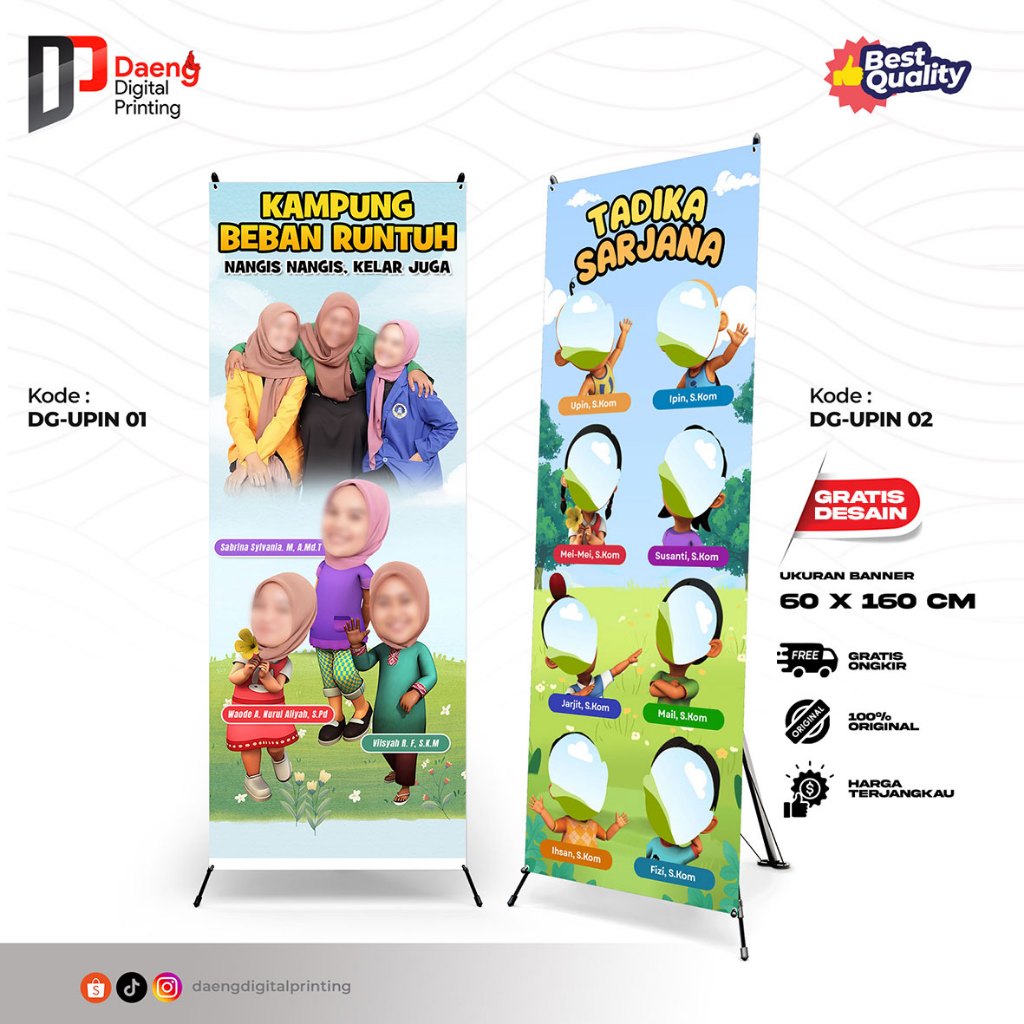 Jual Banner Sidang Skripsi Wisuda Tema UPIN-IPIN, Spanduk Standing X ...