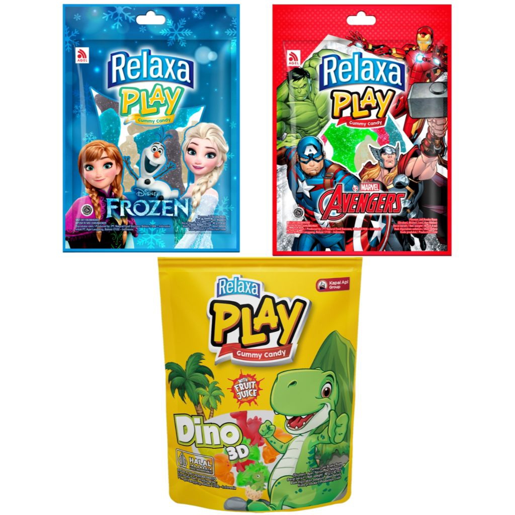 Jual Relaxa Play Permen Gummy baru Dino 3D Avengers Frozen Assorted ...