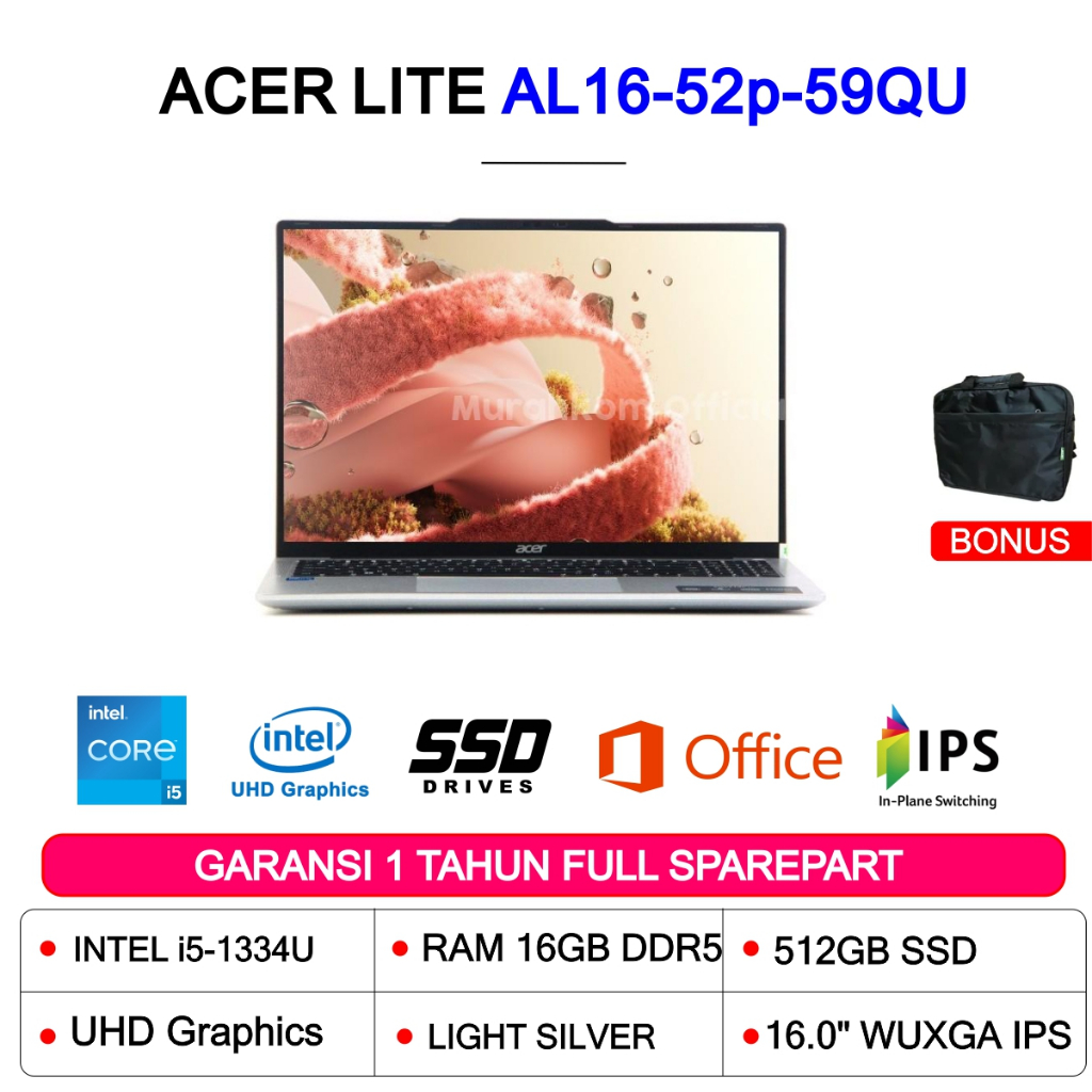 Jual LAPTOP I5 GEN 13 ACER ASPIRE LITE 16 AL16-52P INTEL i5-1334U 16GB ...