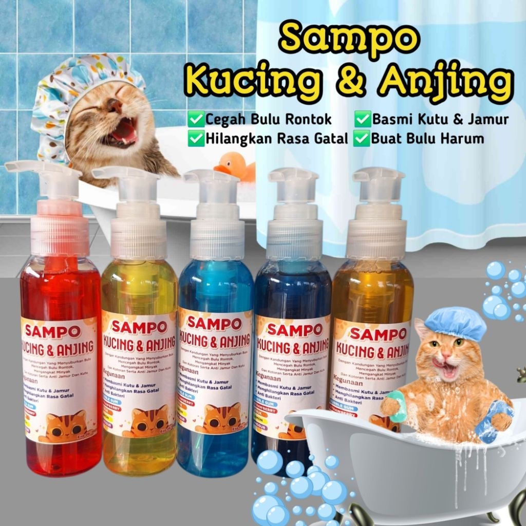 Jual Sampo Kucing & Anjing Anti Kutu Jamur 100ml | Pump | Shopee Indonesia
