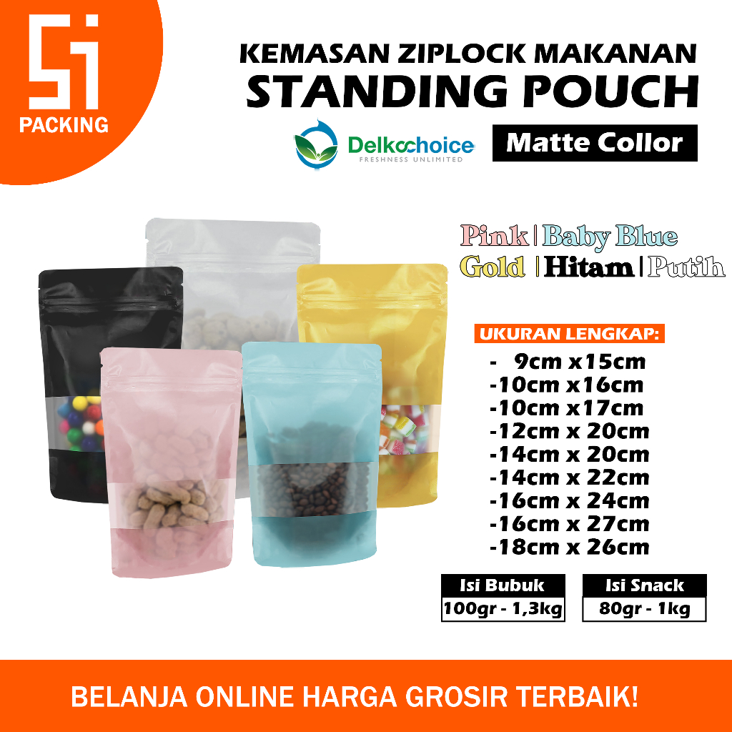 Jual Standing Pouch Ziplock Kemasan Makanan Bungkus Kopi Cemilan Snack ...