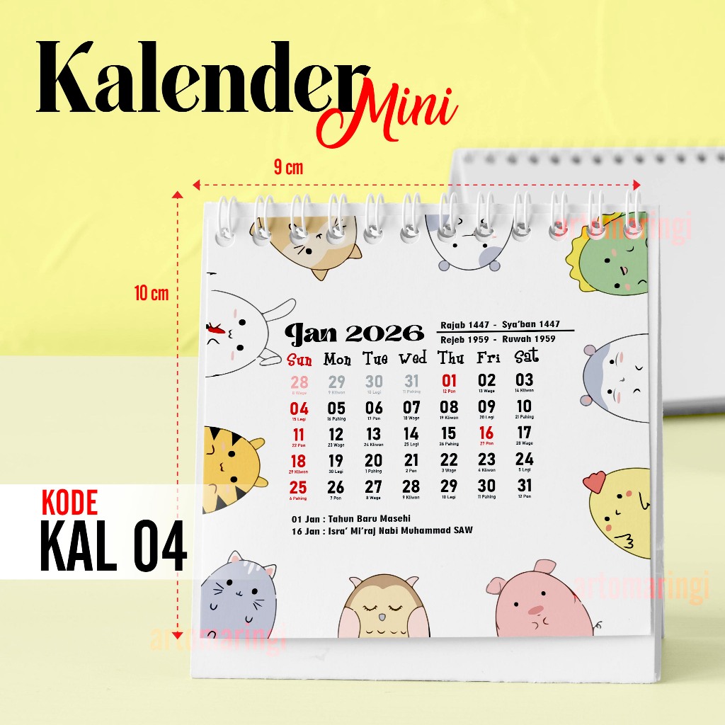 Jual Artomaringi Kalender Mini 2025 / 2026 Kalender Meja 2025 / 2026 ...