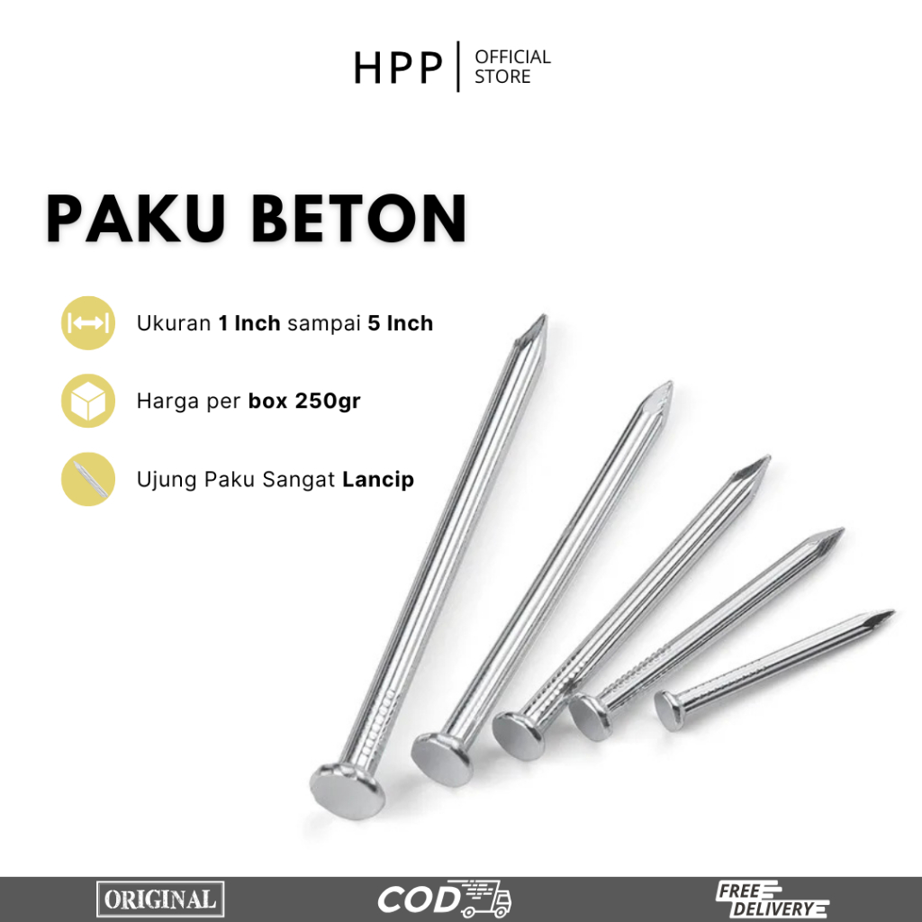 Jual HPP Paku Beton 250gr - Paku Cor Baja Tembok - Concrete Nail 1inch ...