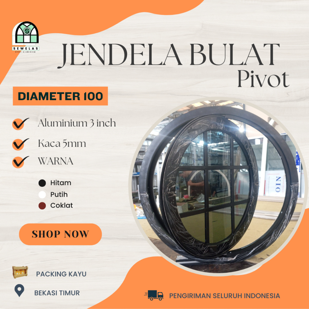 Jual Jendela Bulat Aluminium Pivot | Diameter 100cm | Shopee Indonesia