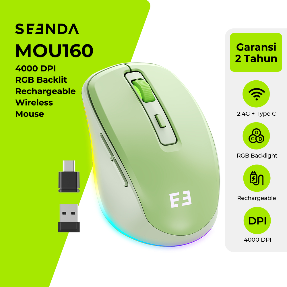 Jual SEENDA MOU160 Mouse Wireless Type C + 2.4G USB Receiver Silent ...
