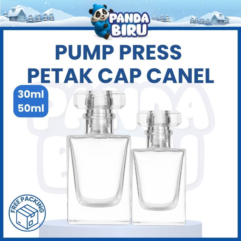 Jual Botol Parfum Petak Pump Press Cap Canel Clear 30ml & 50ml / Botol ...