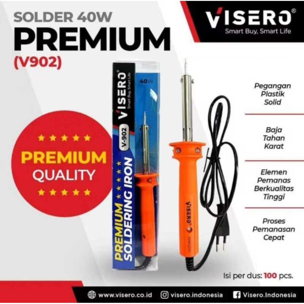 Jual Solder Listrik 40 Watt Visero – Soldering Iron Plastik 220 Volt ...