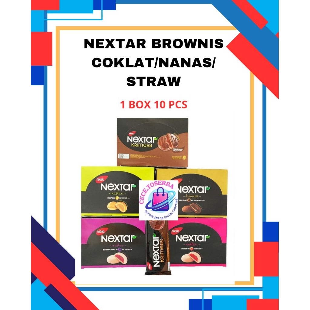 Jual Nextar Brownies Coklat / Straw / Goguma Box 34 Gr x 10 Pcs #LIVE ...