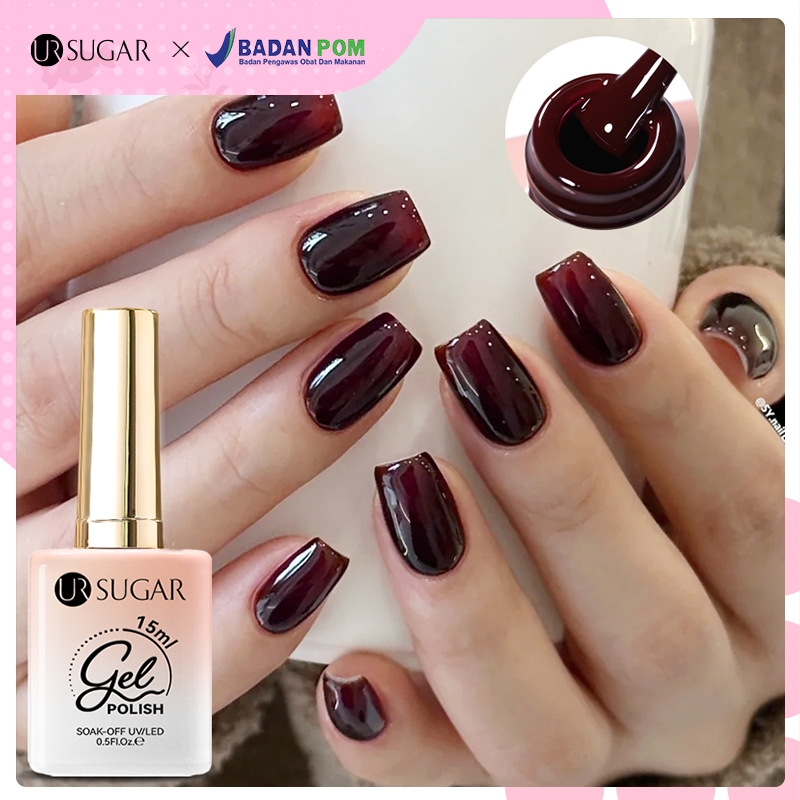 Jual BPOM UR SUGAR Merah Marun Kutek Gel Polish Brown Kutek Kuku Gel ...
