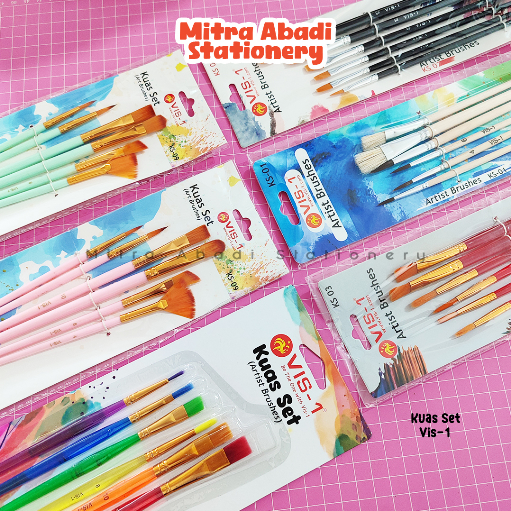 Jual KUAS SET VIS1 / BRUSH ALAT LUKIS CAT GAMBAR ART WATERCOLOR ACRYLIC ...
