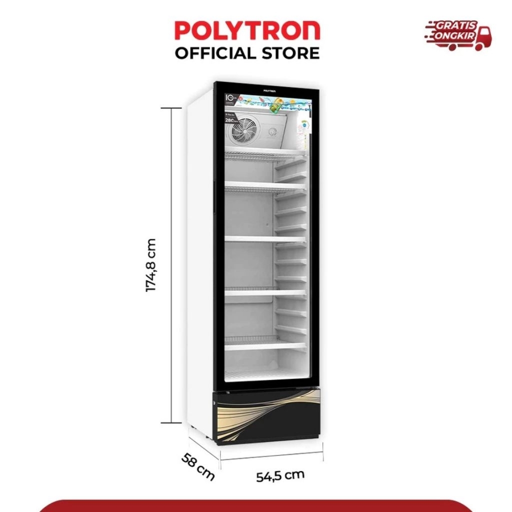 Jual POLYTRON Showcase Display Fastcooling Pendingin Minuman 280 Liter ...