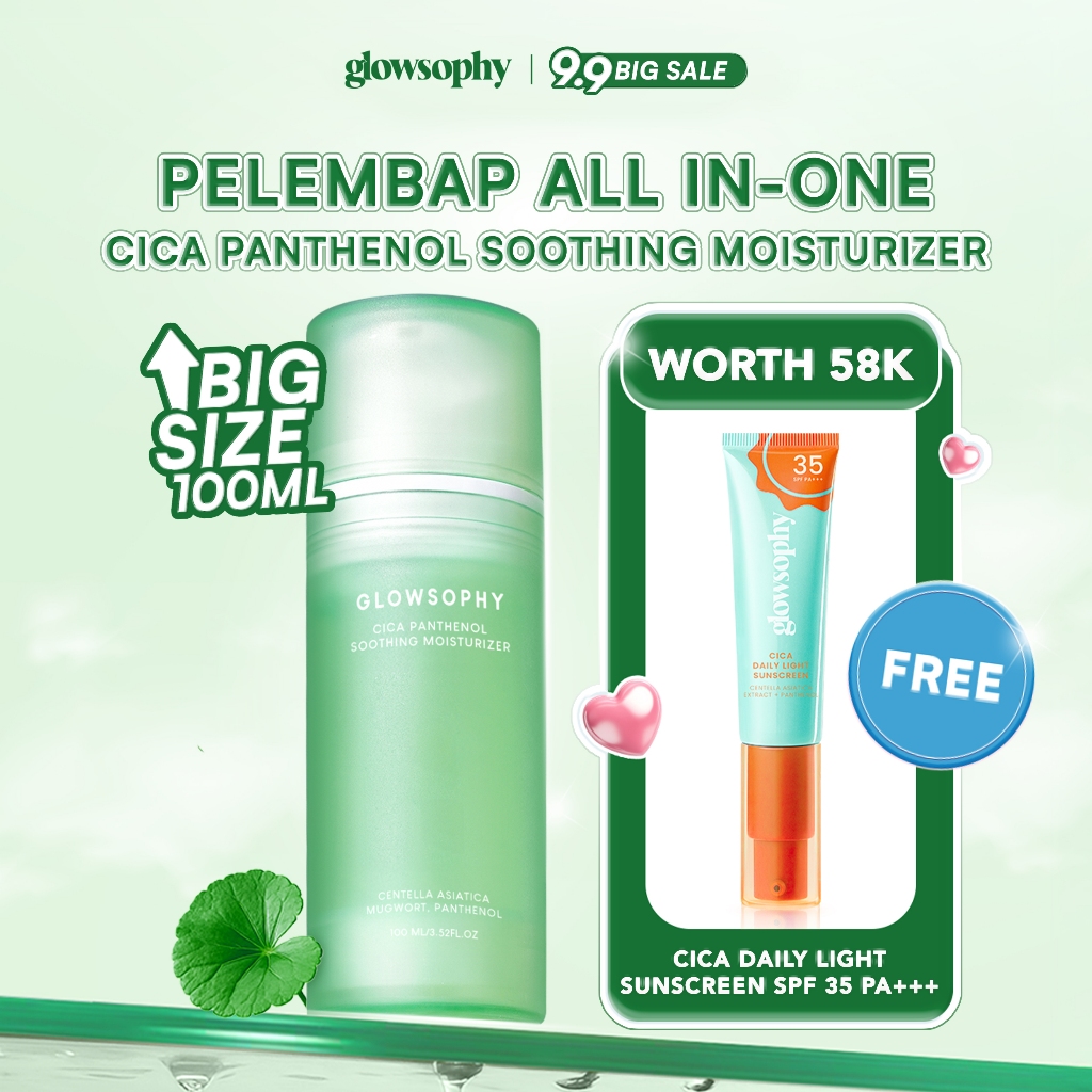 Jual [ FREE SUNSCREEN ] Glowsophy CICA Panthenol Soothing Moisturizer ...