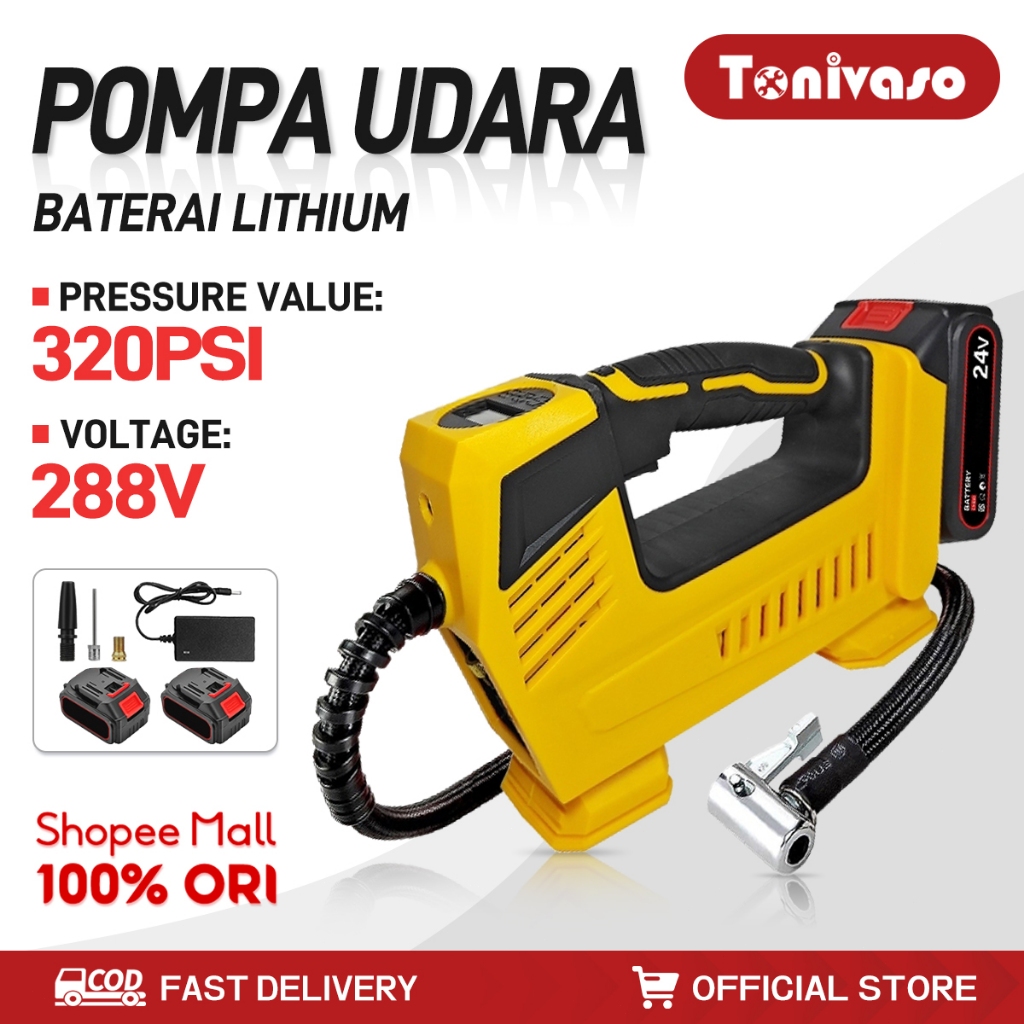 Jual Tonivaso 24V Baterai Pompa Ban /Portable Inflator Air Pompa ...