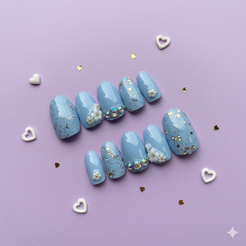 Jual KUKU PALSU ID - Kuku palsu nail art + lem warna biru soft vol A6 ...