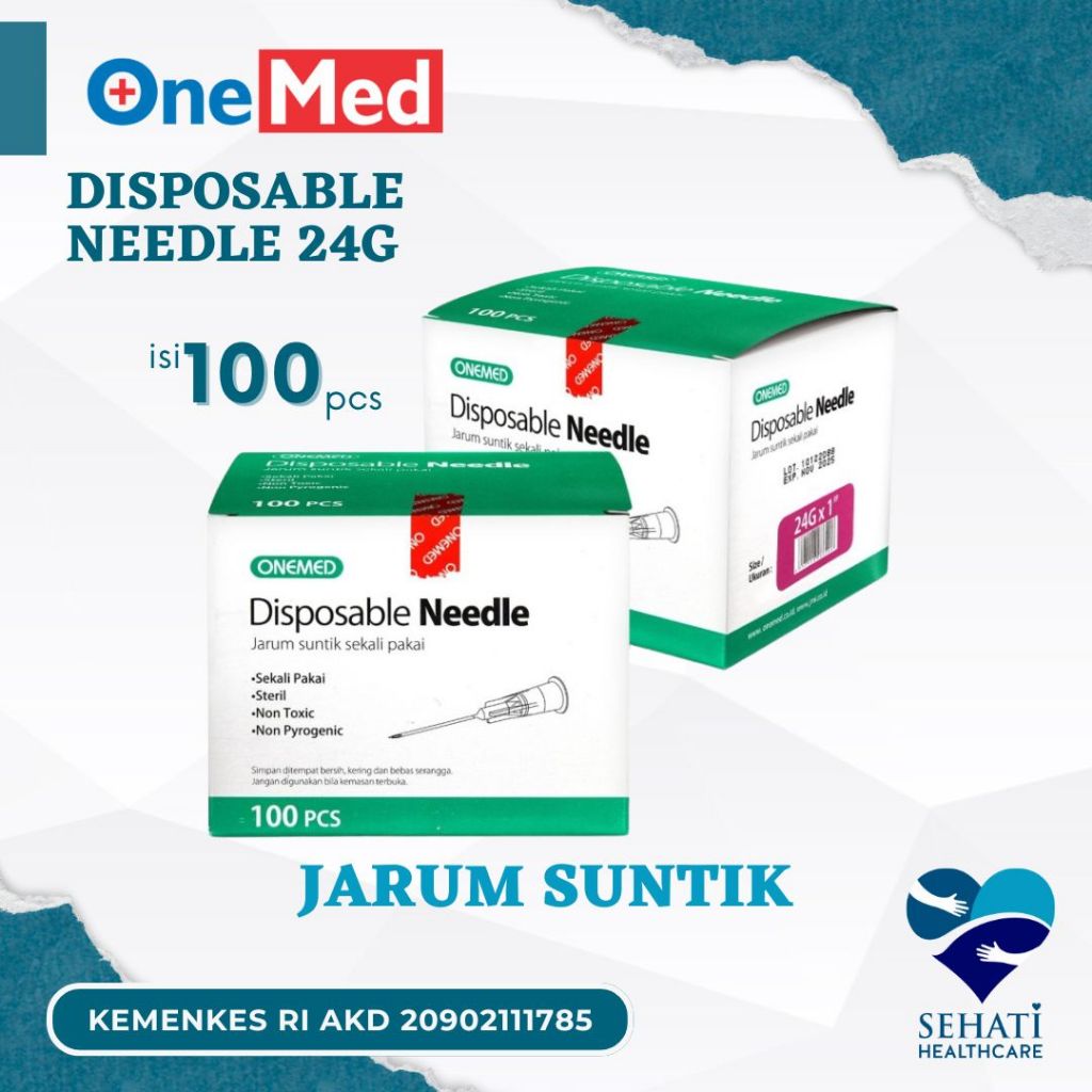 Jual Onemed Disposable Needle 24G Jarum Suntik Kesehatan 24 G x 1" Inch ...