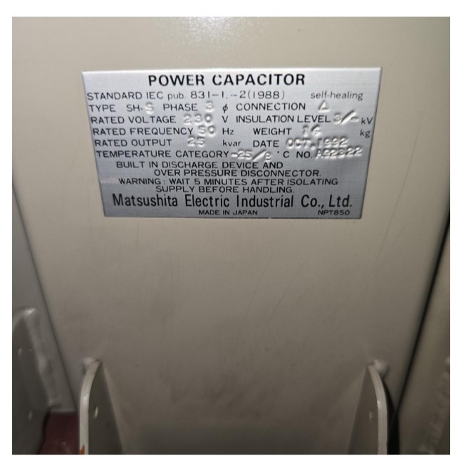 Jual MATSUSHITA ELECTRIC POWER CAPACITOR SH-S 3PHASE 25KVAR 230VAC ...
