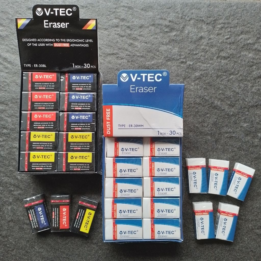Jual Penghapus Stip Eraser V-TEC ER-30 Tanggung | Putih | Hitam | ( Pak ...