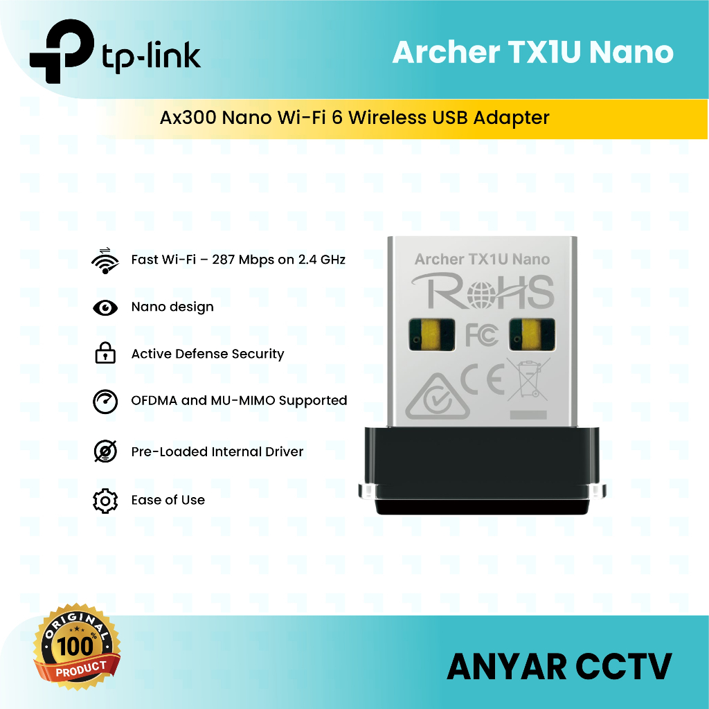 Jual TP-Link Archer TX1U Nano AX300 Nano Wi-Fi 6 Wireless USB Adapter ...