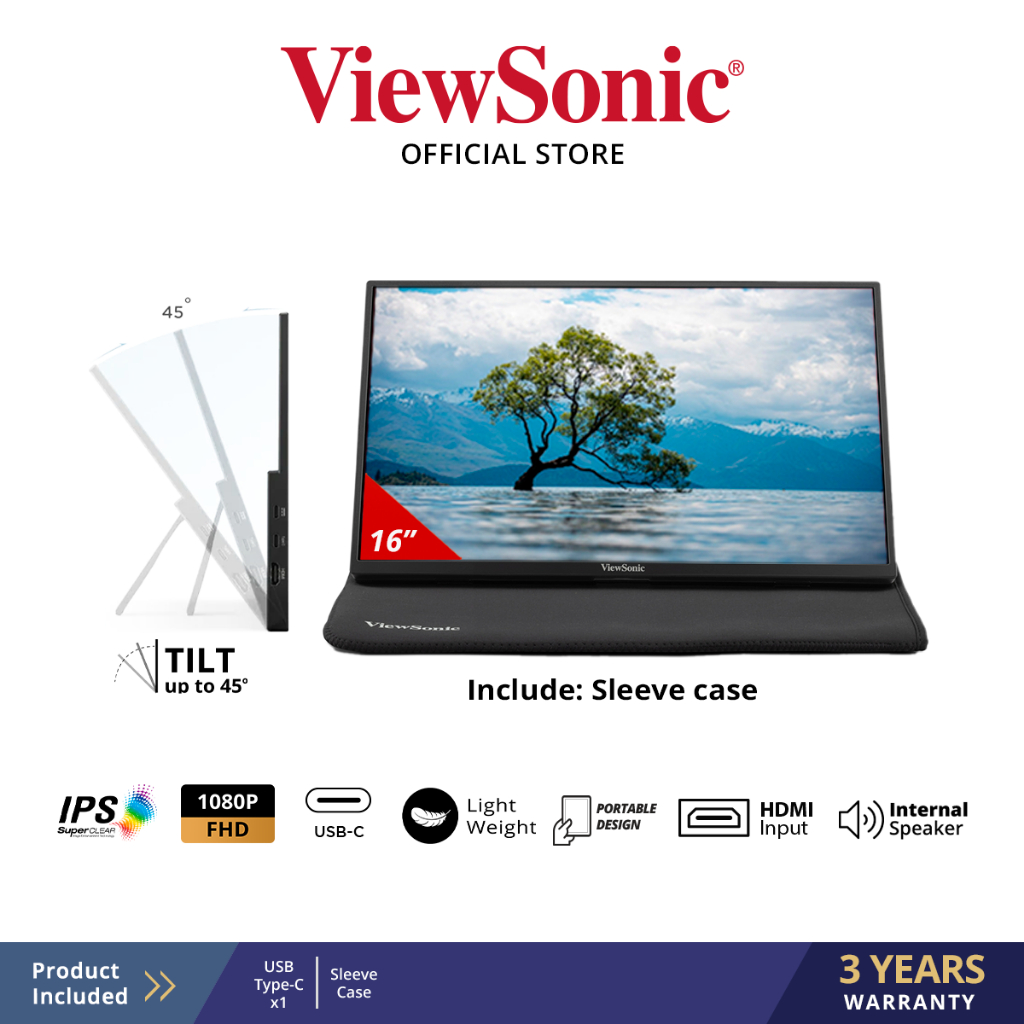 Jual ViewSonic VA1650 16” USB-C Lightweight Portable Monitor | Shopee ...
