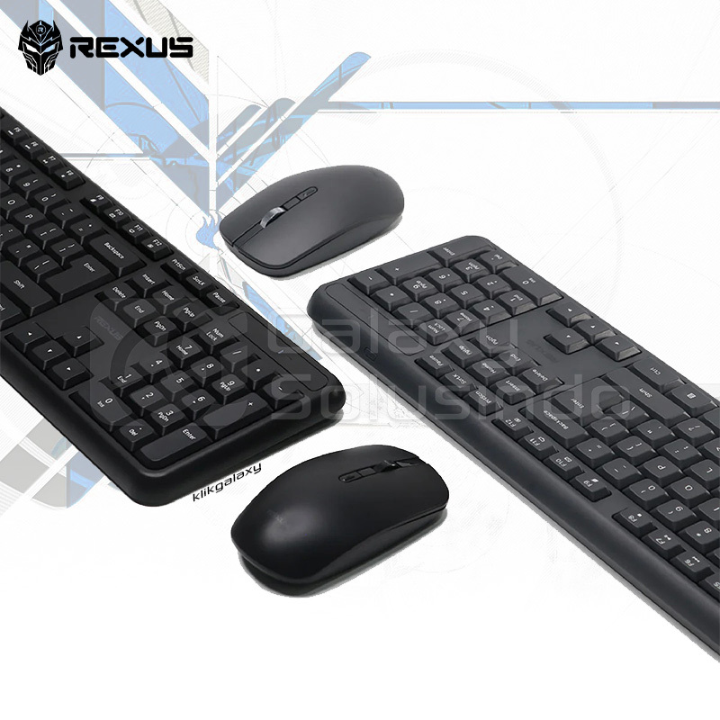 Jual Rexus KM12 COMBO Wireless Silent Office Keyboard Mouse - Black ...