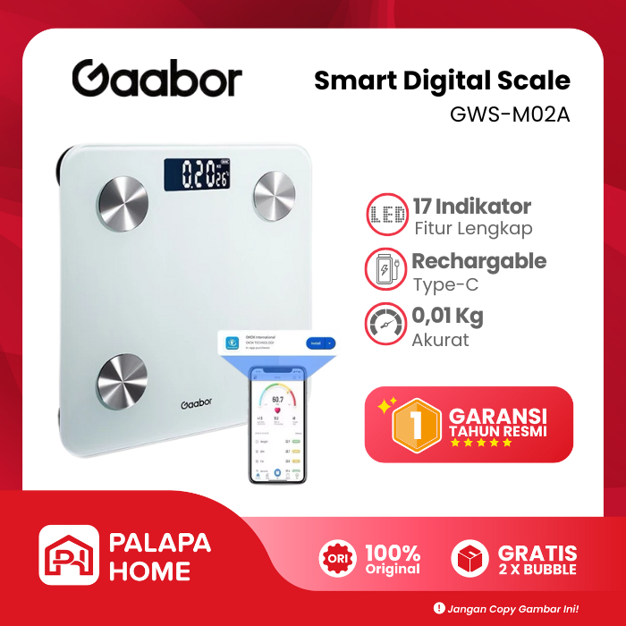 Jual Gaabor Timbangan Berat Badan Digital Lengkap Connect HP | Smart ...