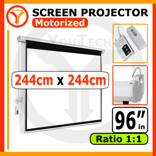 Jual Layar Proyektor Otomatis 96 inch Rasio 1:1 (244cm x 244cm) Screen ...
