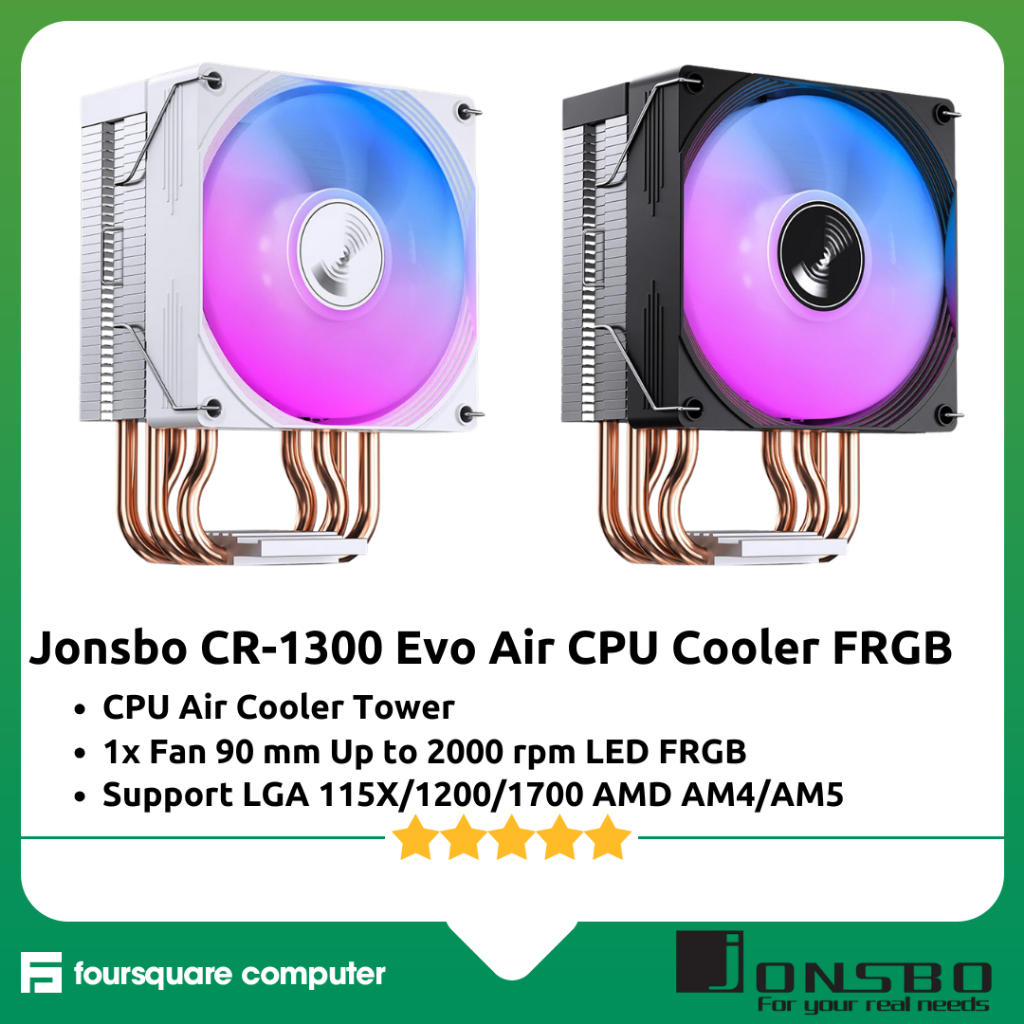 Jual Jonsbo CR-1300 Evo Air CPU Cooler Komputer Tower 4 Heatpipe LED ...