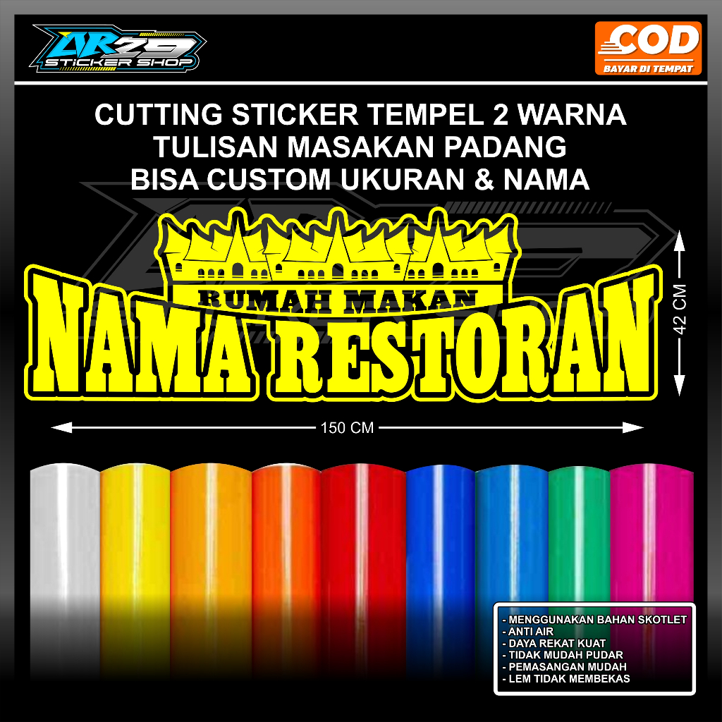 Jual STIKER TEMPEL TULISAN MASAKAN PADANG BAHAN SKOTLET BISA CUSTOM ...
