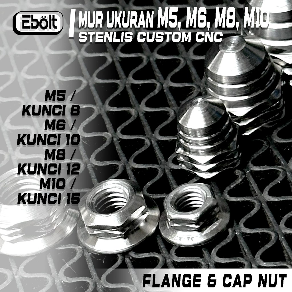 Jual MUR TOPI MUR FLANGE RING M6 M8 M10 DRAT 10 12 14 CUSTOM STAINLESS ...