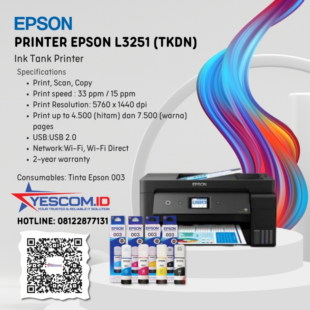 Jual Printer Epson EcoTank L3251 Print Scan Copy Wireless (TKDN ...