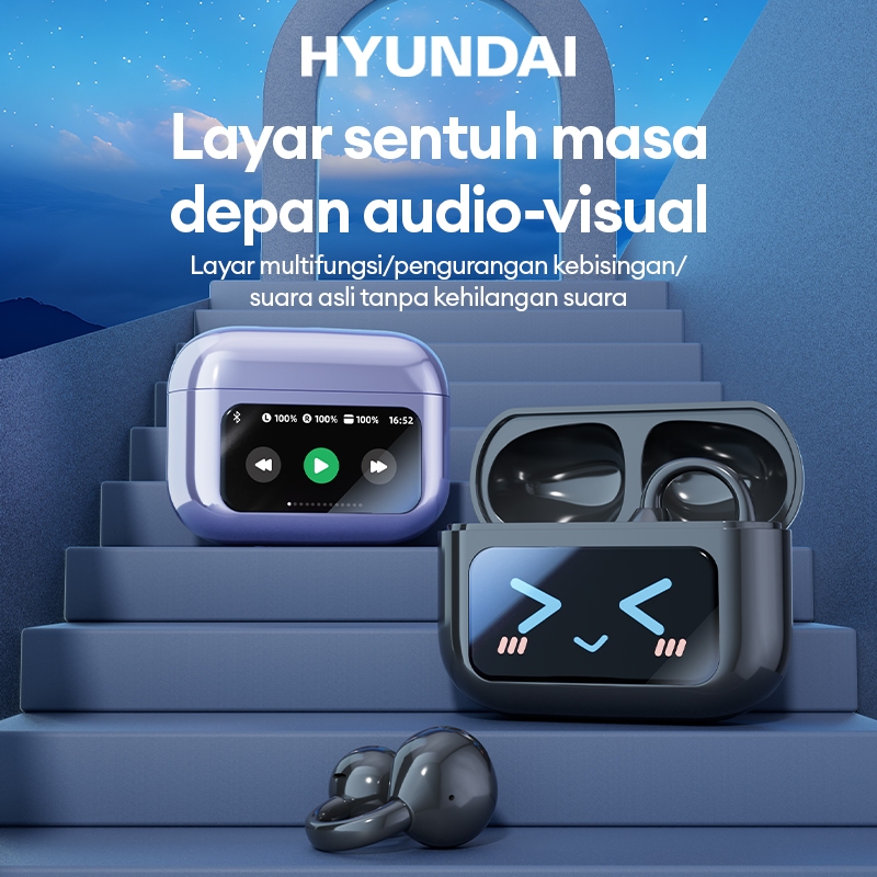 Jual Hyundai M100 TWS Earphone Bluetooth V5.4 Super AI LCD Smart Touch ...