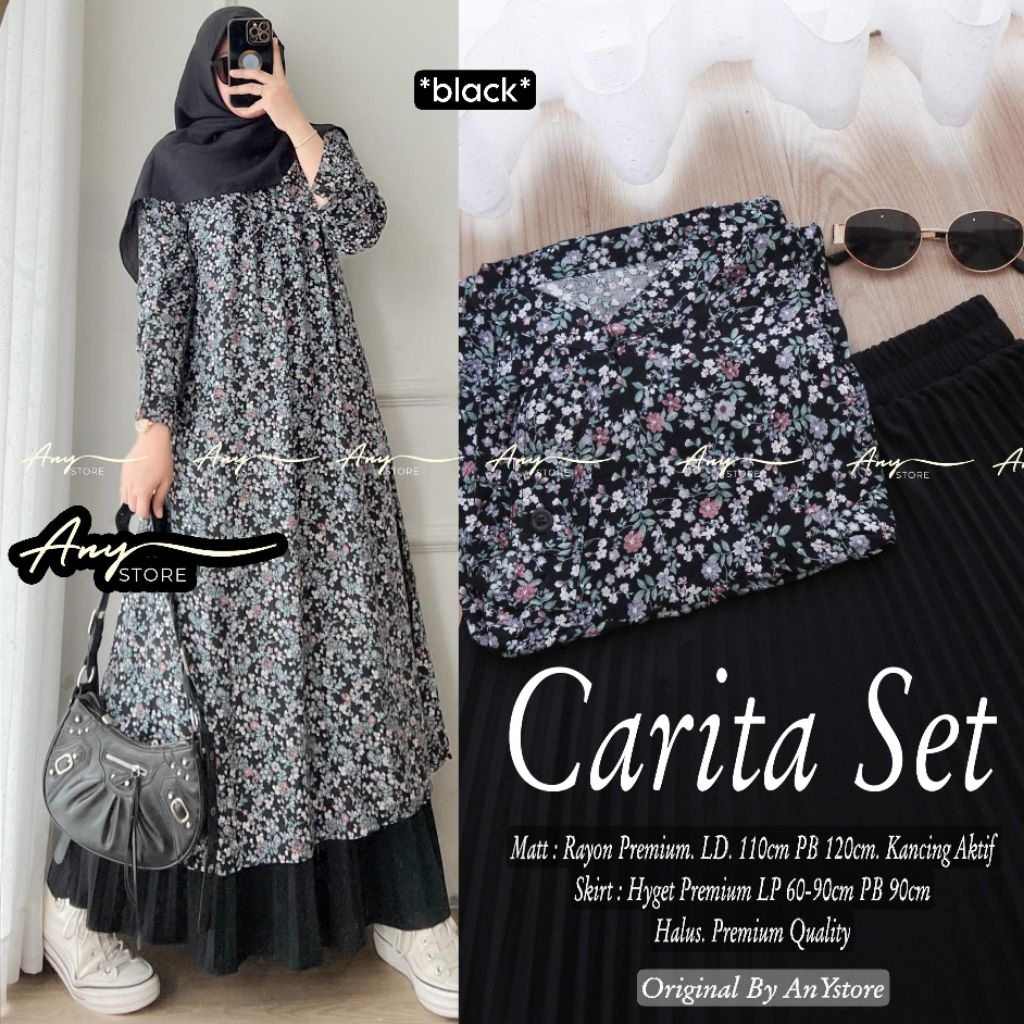 Jual ratia carita setelan midi dress dan rok plisket by A.N.Y dress ...