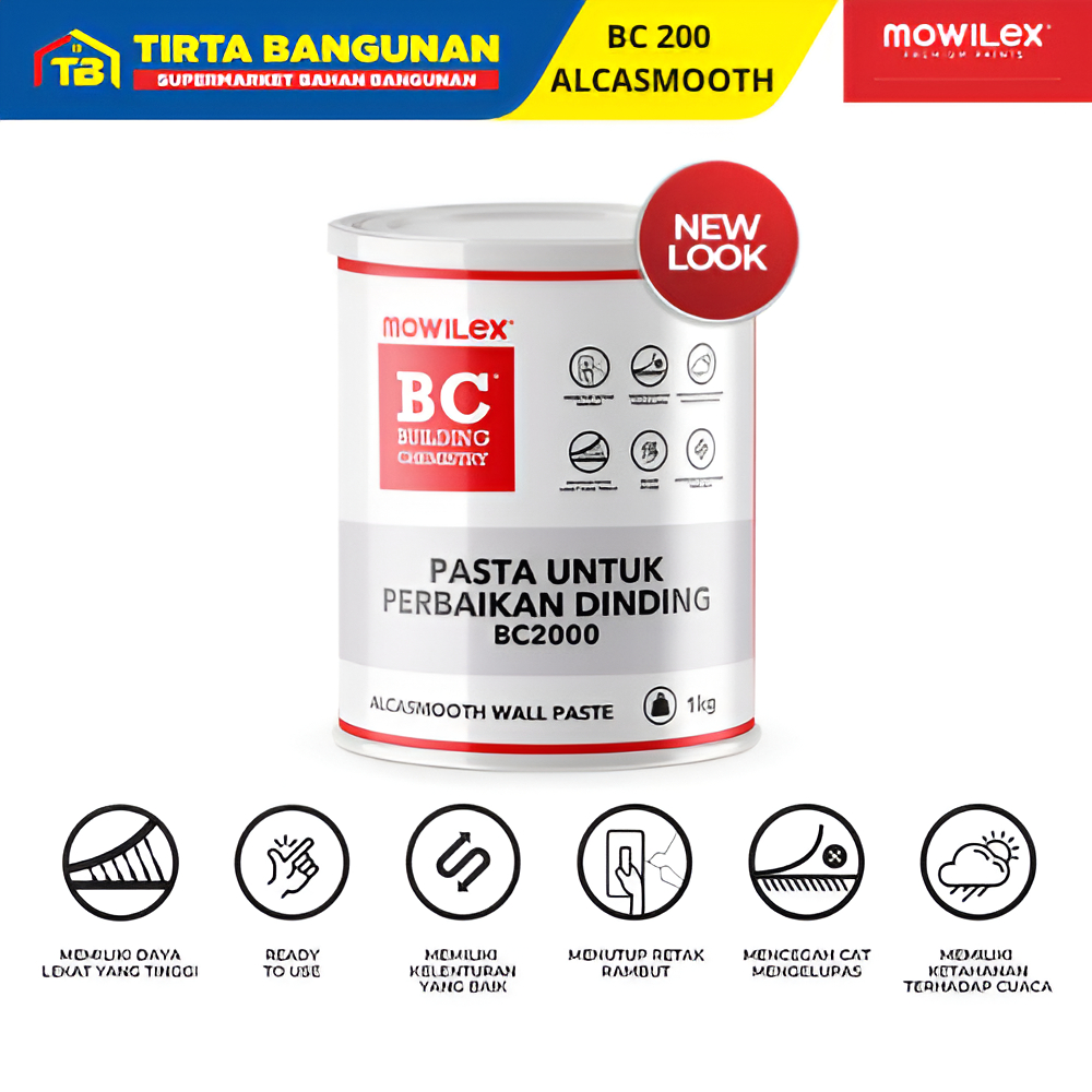 Jual MOWILEX ALCASMOOTH BC 200 WALL PASTE PLAMIR DEMPUL TEMBOK PLAMUR ...