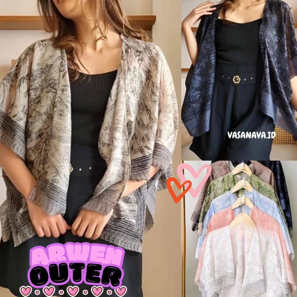 Jual Outer Scarf Batwing Arwen Wanita Kekinian | Outer Wanita Hijab ...