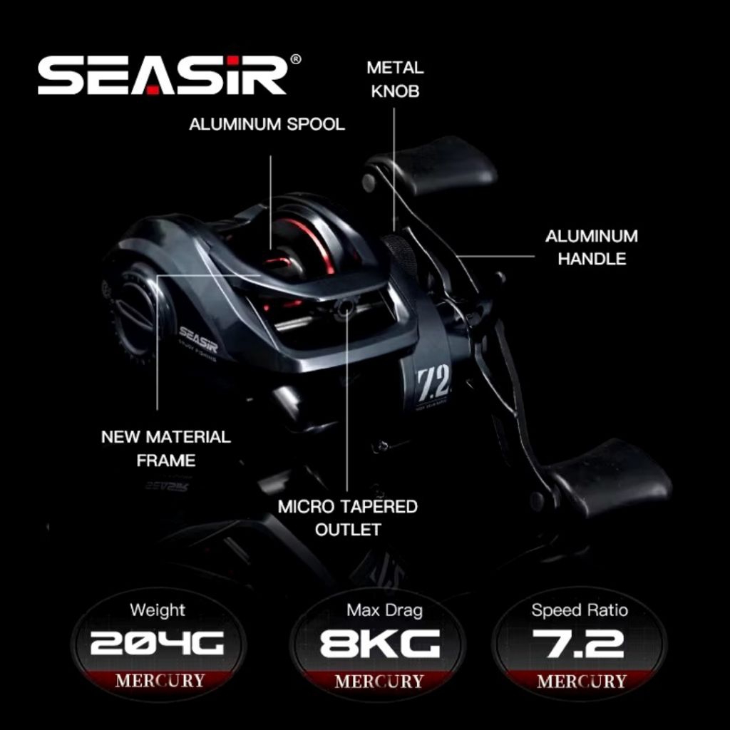 Jual Reel BC Baitcasting SEASIR MERCURY PRO Black Reel Pancing | Shopee ...