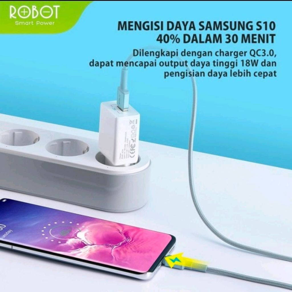Jual Robot RSC100 USC C Kabel Data Charger Cable Type C 3A 100cm Type C ...