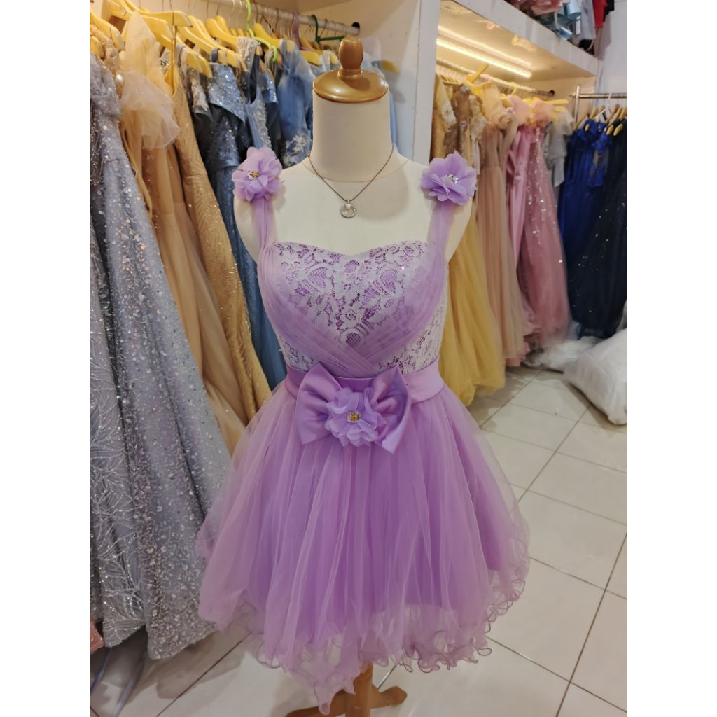 Jual Gaun Pesta Ungu lilac pendek belakang ekor | Shopee Indonesia