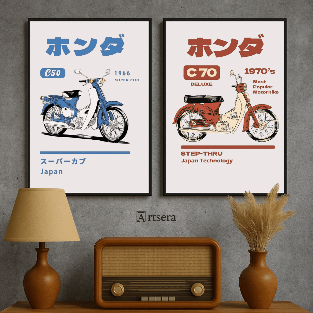 Jual Hiasan Dinding Vintage Poster Motor Klasik Honda Super Cub C70 ...