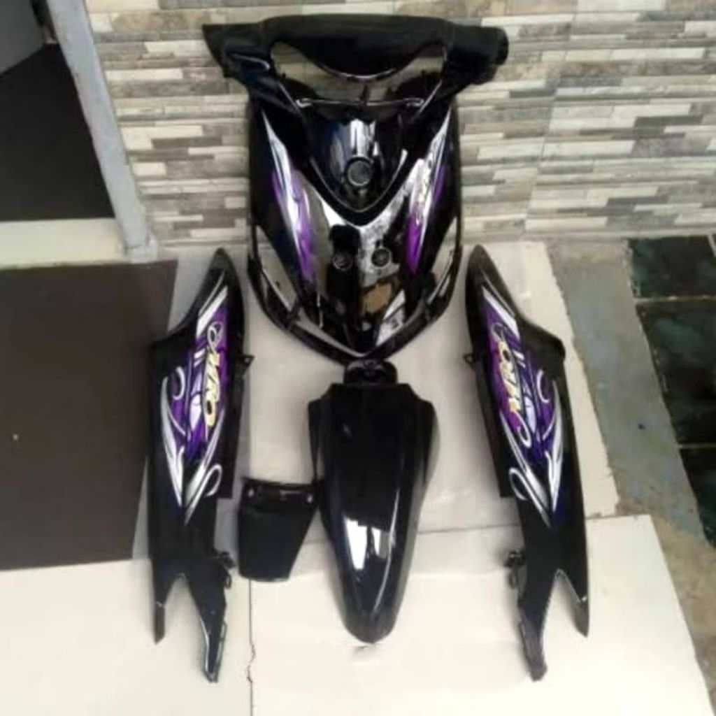 Jual PAKET BODY FULLSET HALUS YAMAHA MIO SMILE NEW HITAM PLUS STRIPING ...