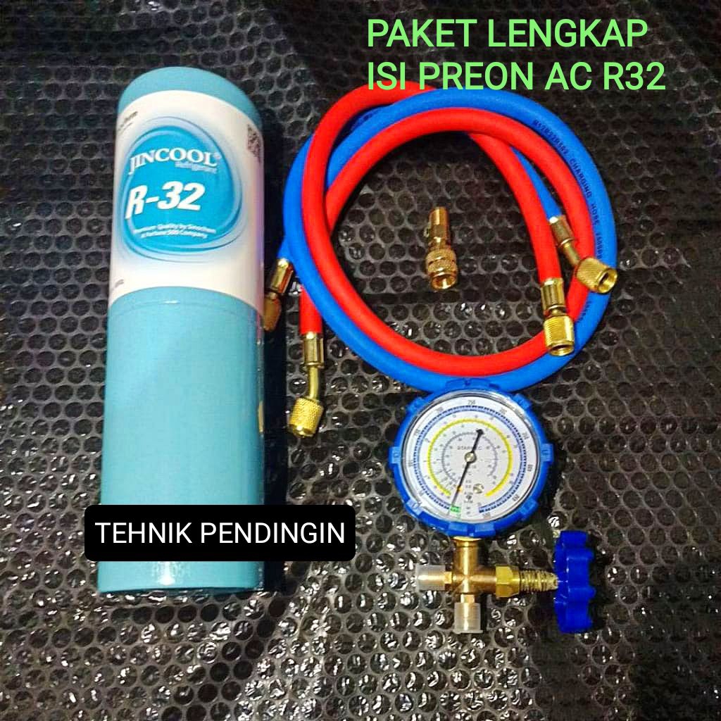 Jual PAKET ISI PREON R32 AC MANIFOLD SINGGEL 500 PSI + PREON JINCOL R32 ...
