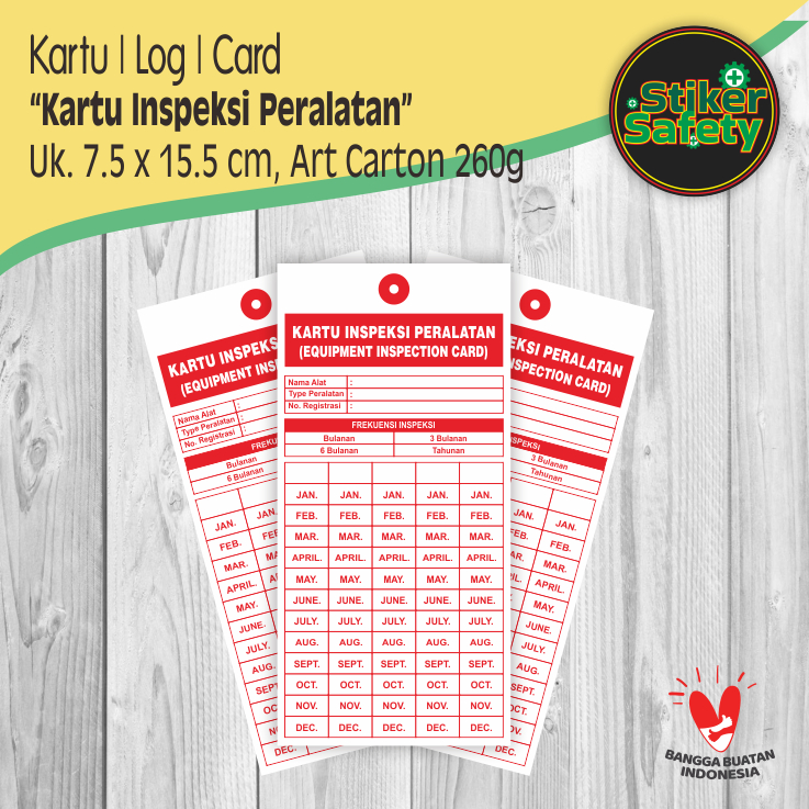 Jual Kartu Checklist Ceklis Log | Kartu Inspeksi Peralatan | KIP ...