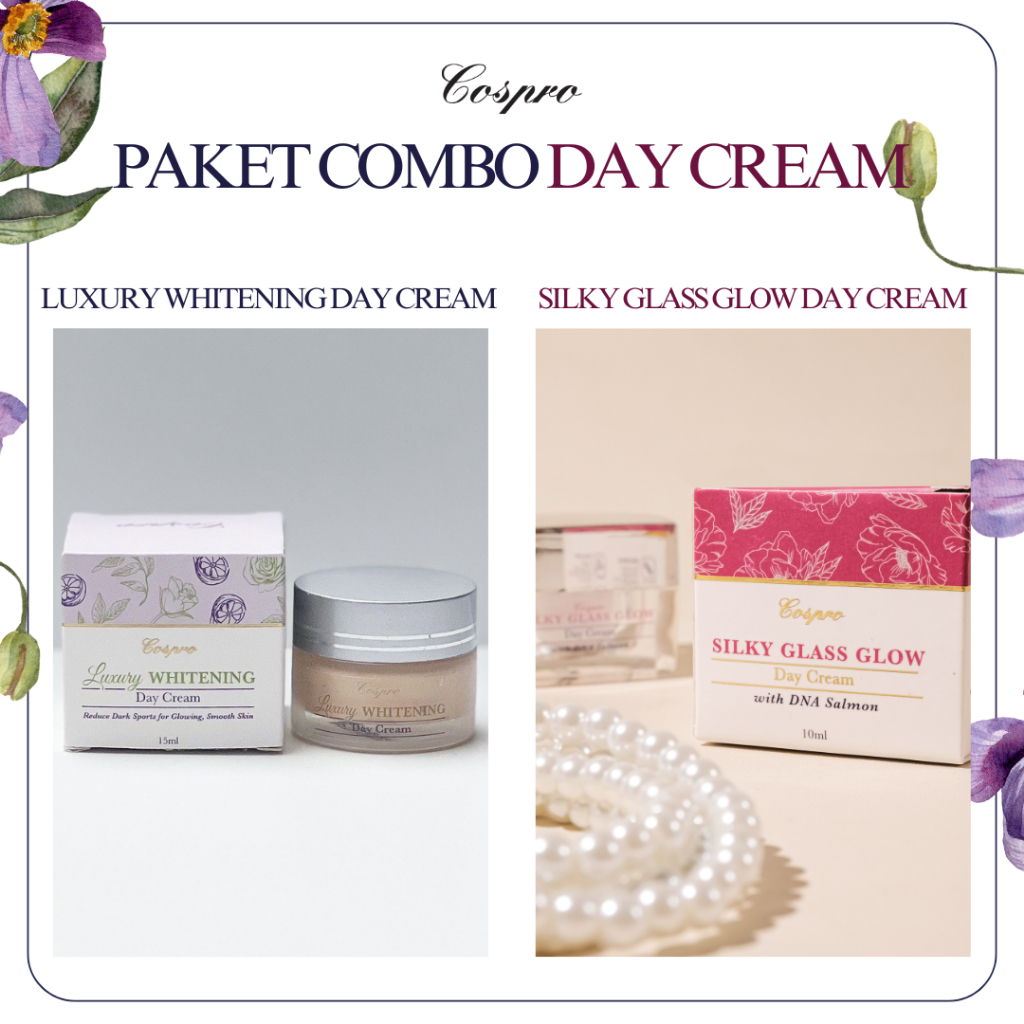 Jual Cospro Combo LUXURYvDay Cream Whitening & Silky Glass Glow Dna ...