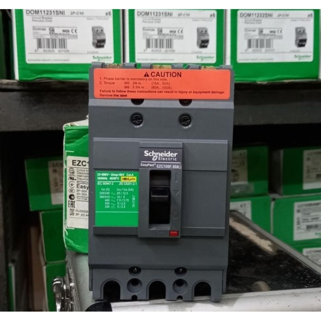 Jual mccb ezc100f 3p 50A / 40A / 30A / 25A / 20A / 15Amper 10Ka ...