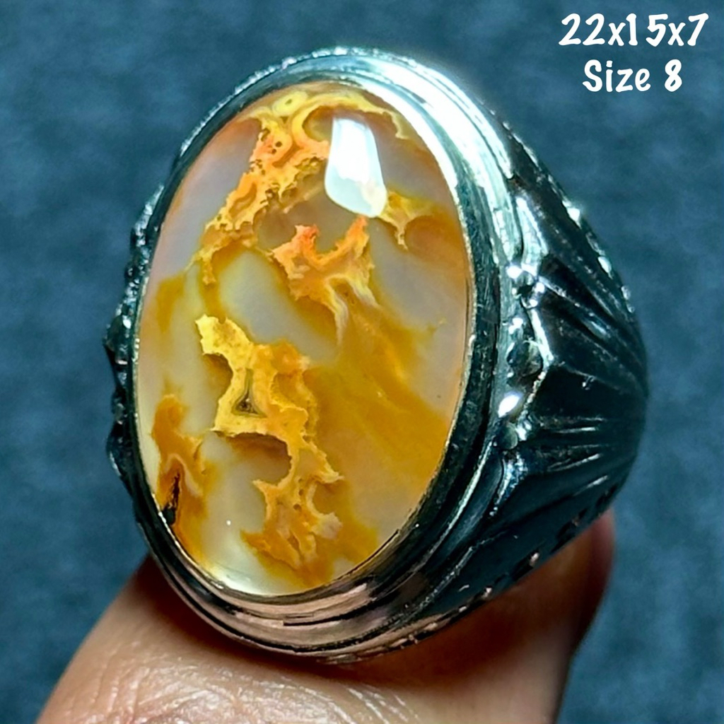 Jual Cincin Batu Akik Natural Baturaja Sarang Semut Chakra Api 3D ...