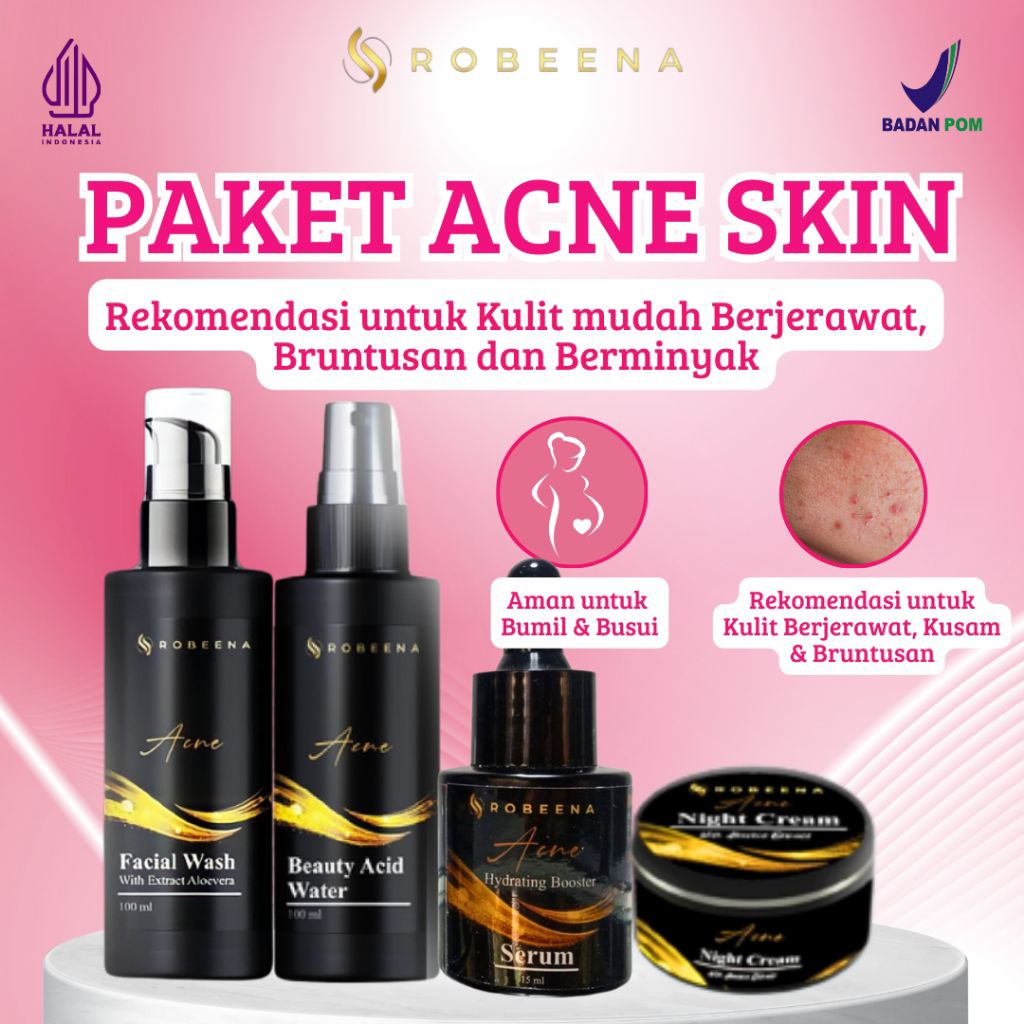 Jual Robeena Skincare Set Acne Paket Lengkap Untuk Atasi Jerawat Minyak ...