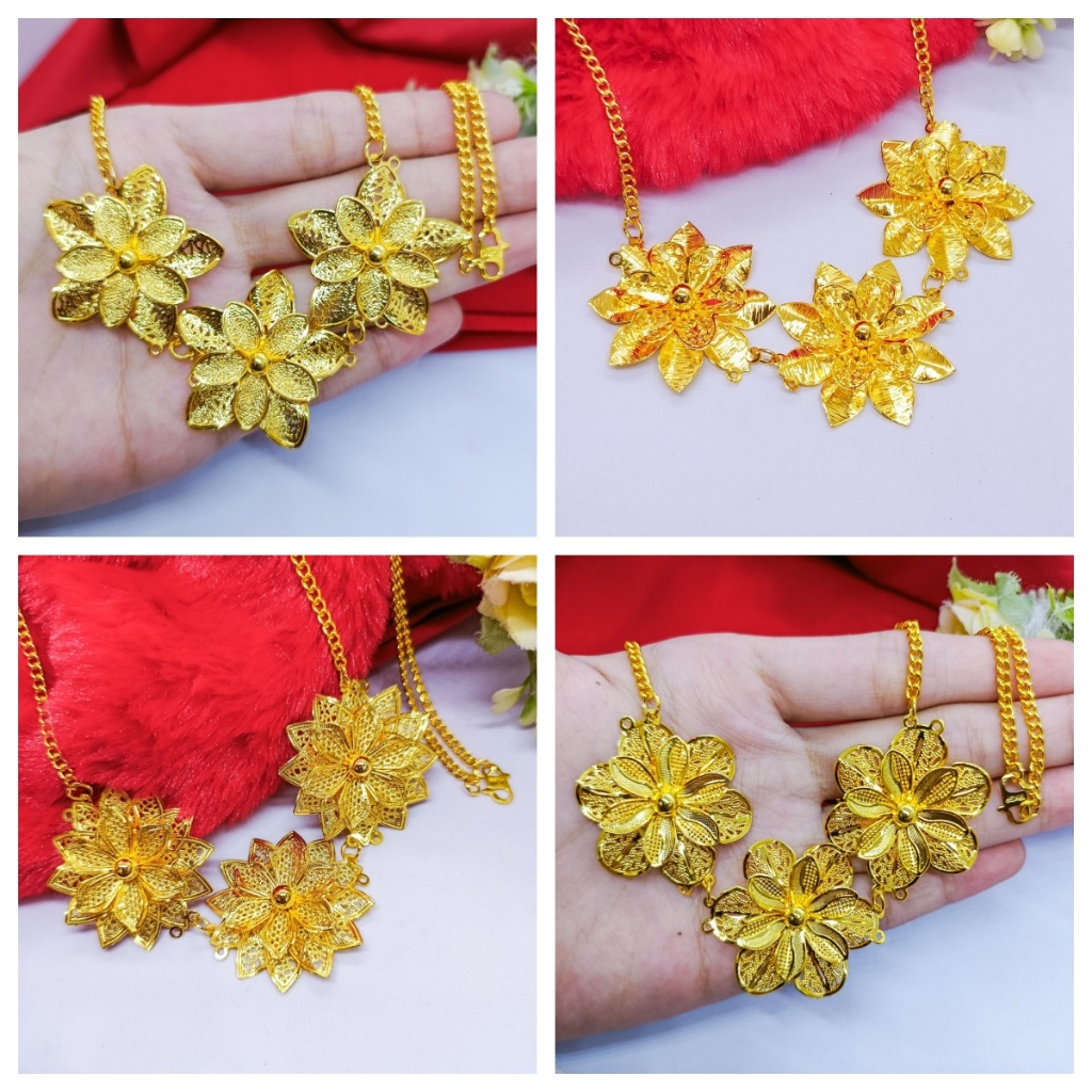 Jual Kalung Liontin Bunga Kendari Lapis Emas 24K Gold Fashion Mewah ...
