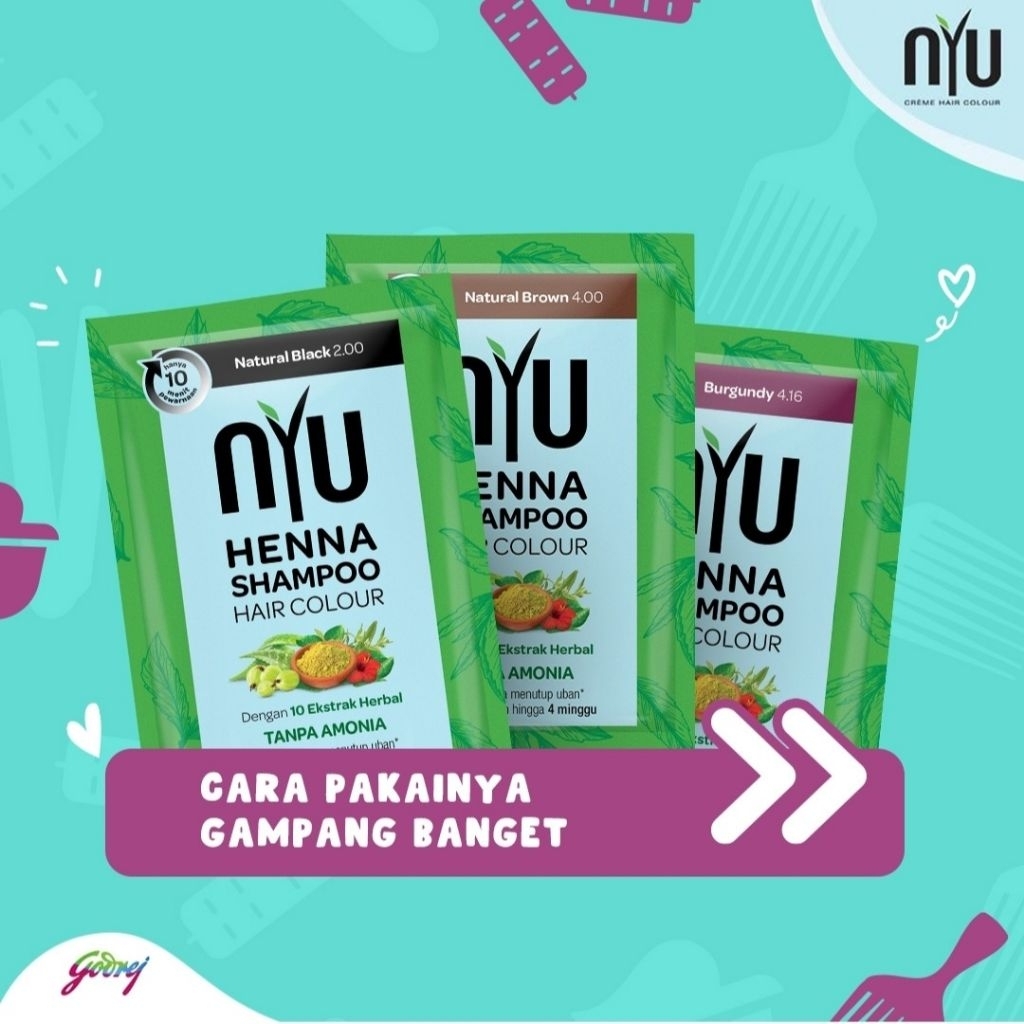 Jual NYU Henna Shampoo Hair Colour Natural Black - Sampo Pewarna Rambut ...