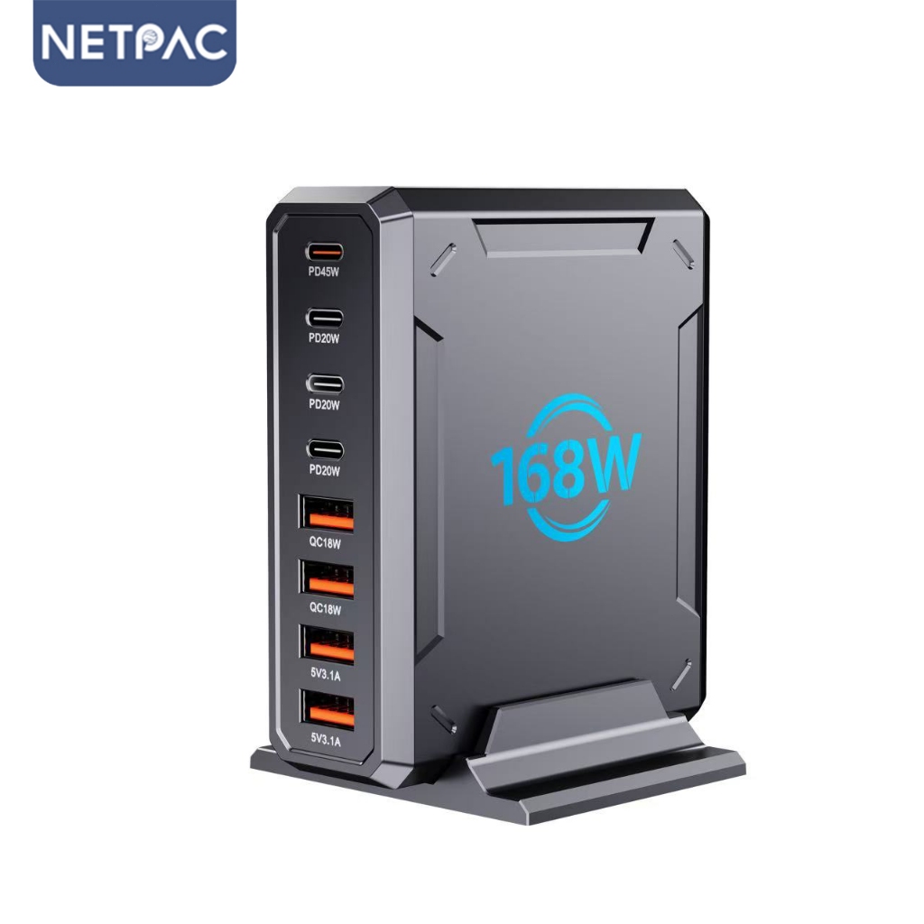 Jual NETPAC AE20 Adaptor 168W Super Flash Charge GaN 4A+4C Chargers USB ...